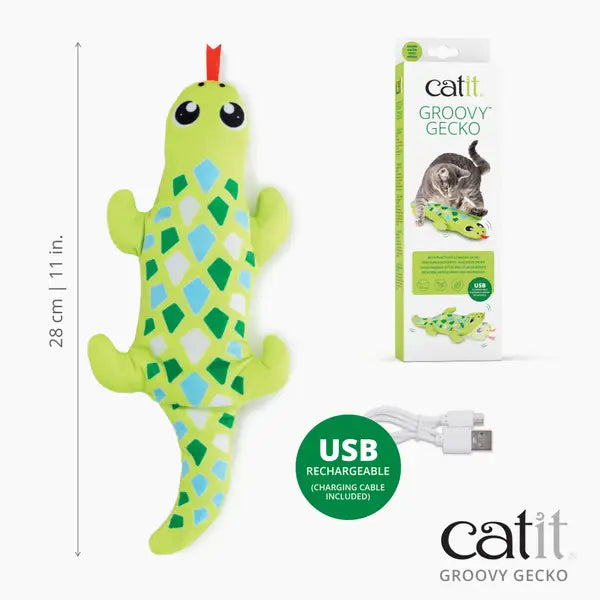 Catit Groovy Gecko Plush Cat Toy with Catnip