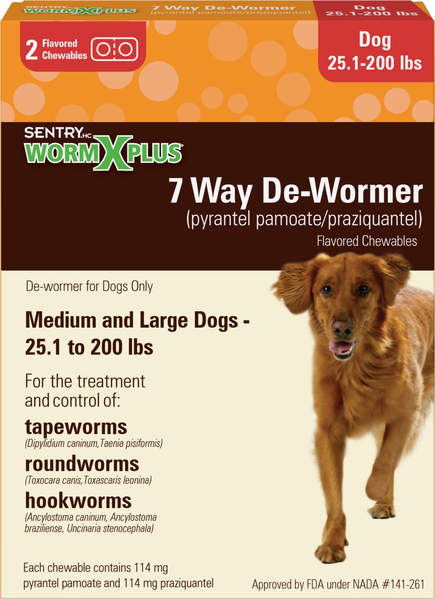 Sentry WormX Plus 7 Way Dewormer for Hookworms, Roundworm & Tapeworms