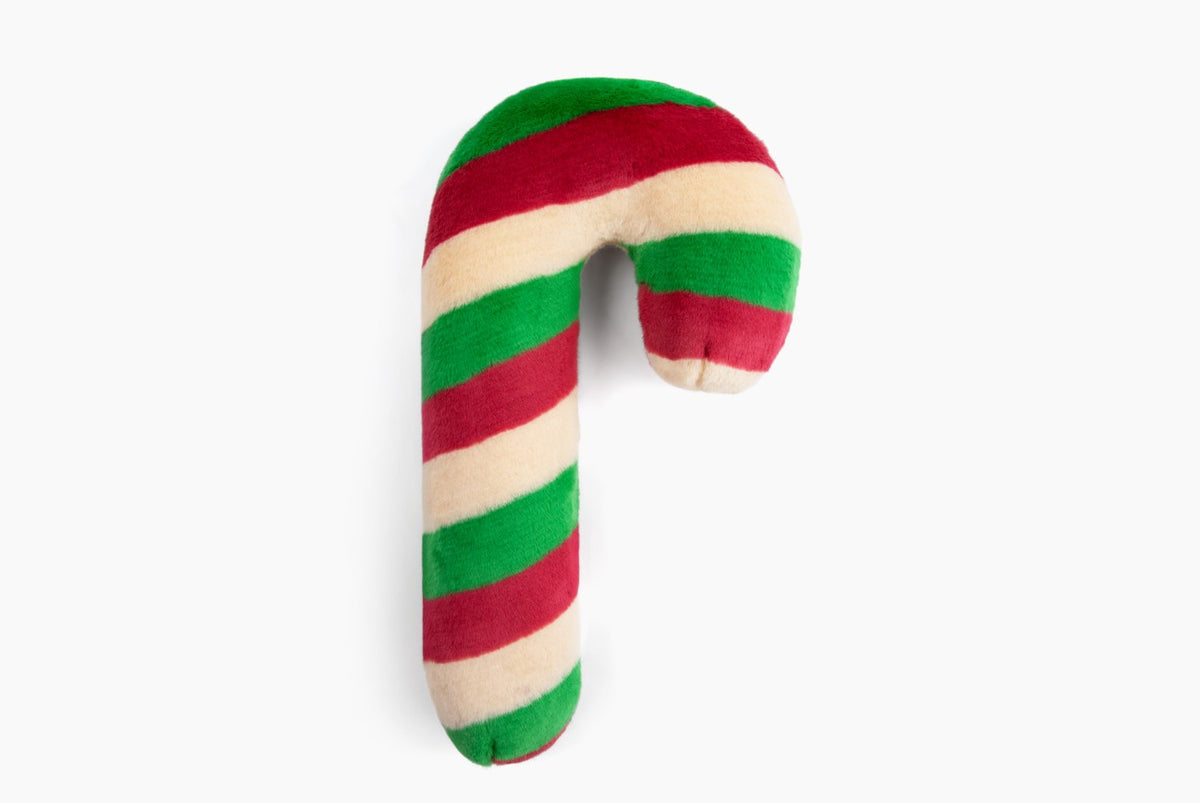 Fluff & Tuff Candy Cane Plush Holiday Dog Toy