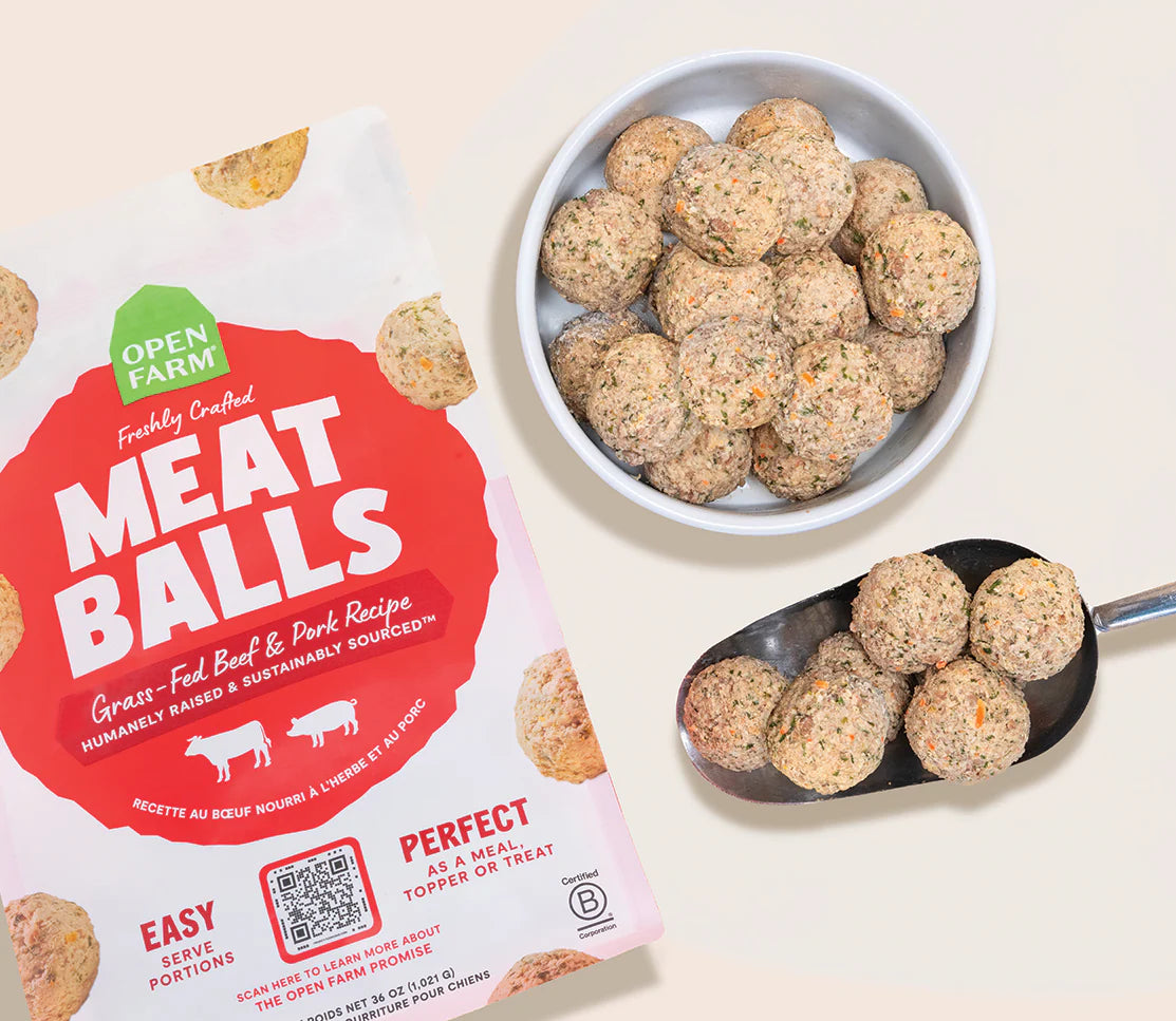 Open Farm Frozen Grass-Fed Beef & Pork Freshly Crafted Meatballs for D