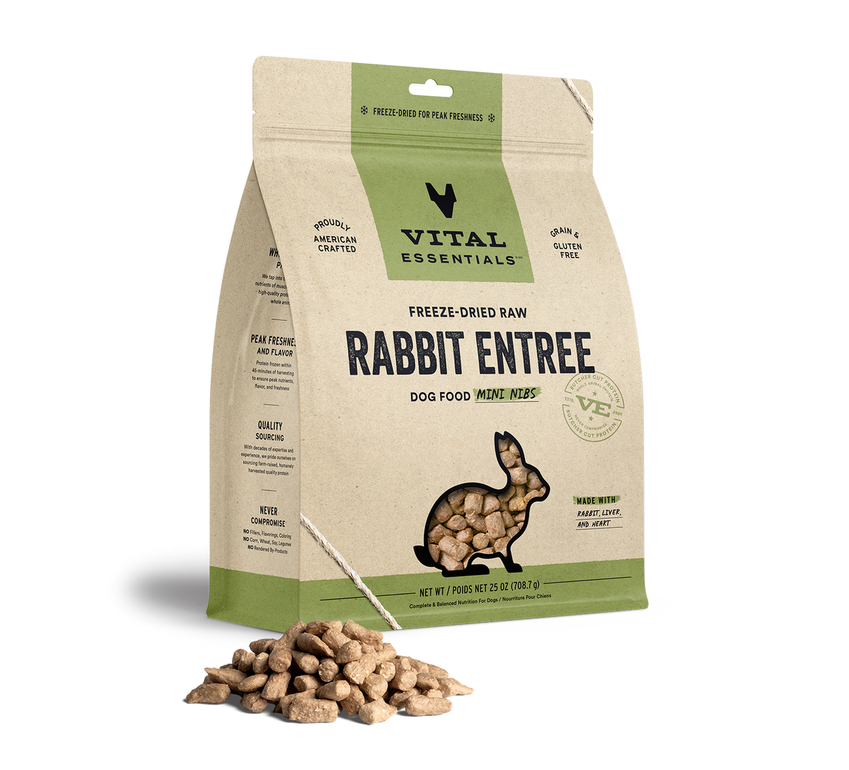 Vital Essentials Rabbit Entree Mini Nibs Freeze-Dried Raw Dog Food