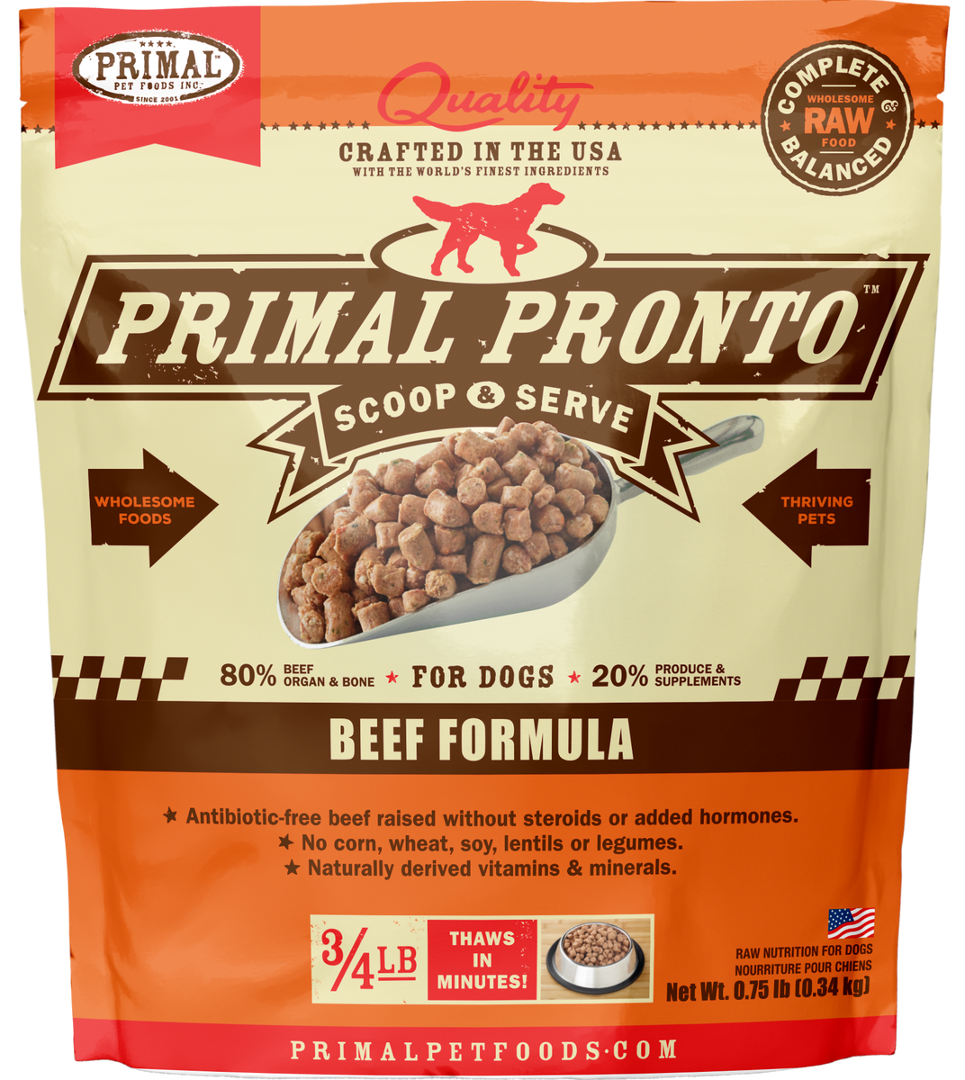 Primal Pronto Raw Frozen Beef Formula For Dogs