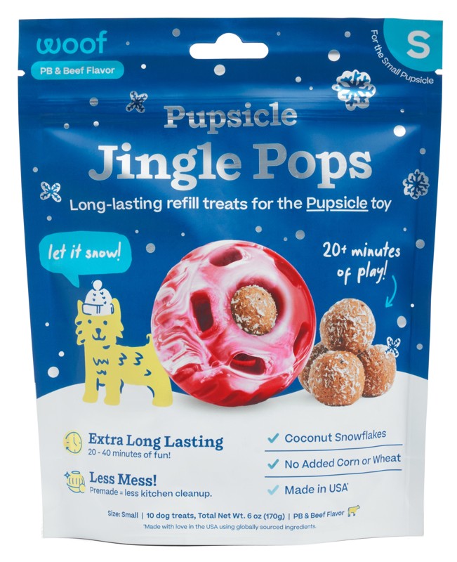 Woof Pupsicle Pops Refill Jingle Pops Peanut Butter & Beef Flavor Trea