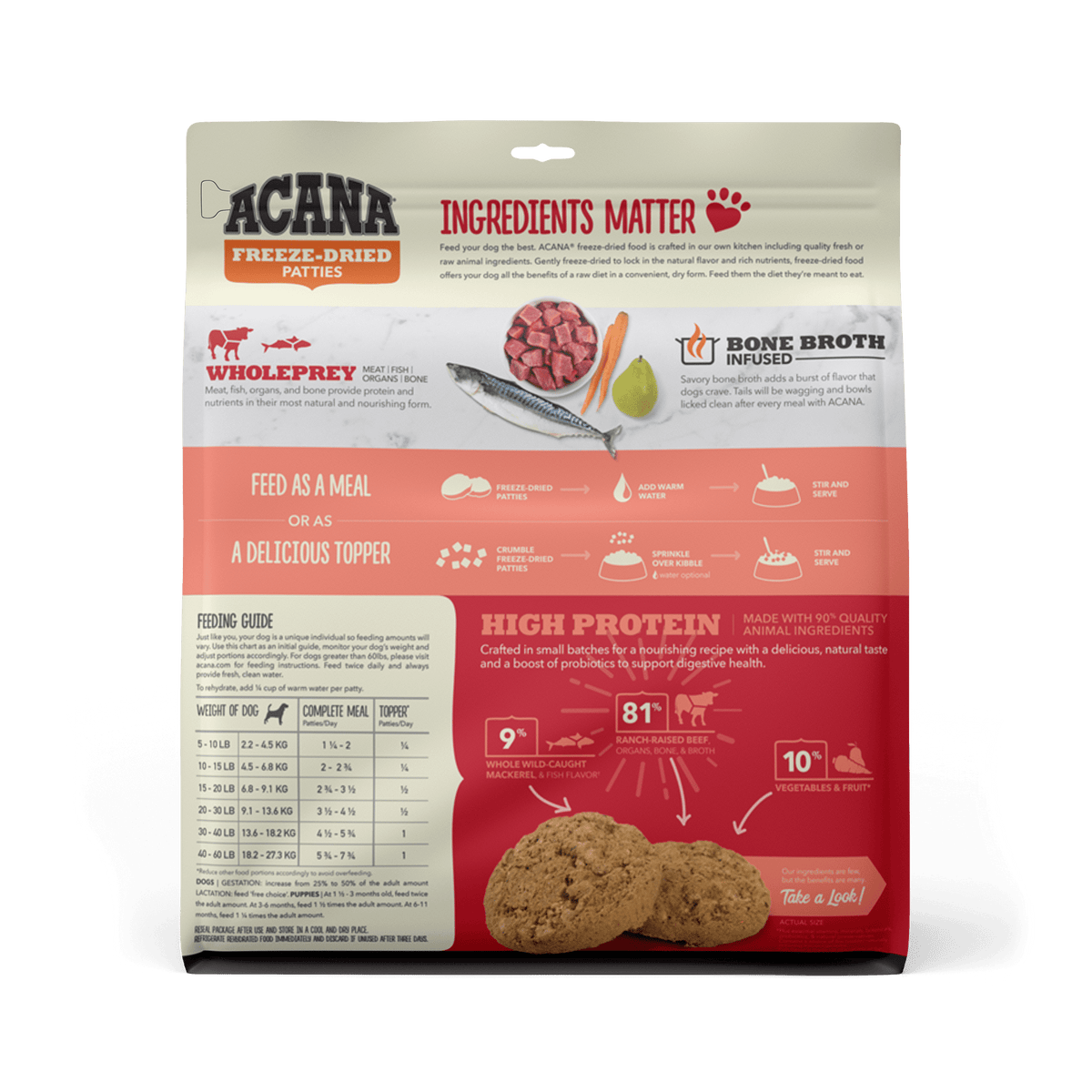 Acana Freeze-Dried Food Ranch-Raised Beef Recipe Patties for Dogs