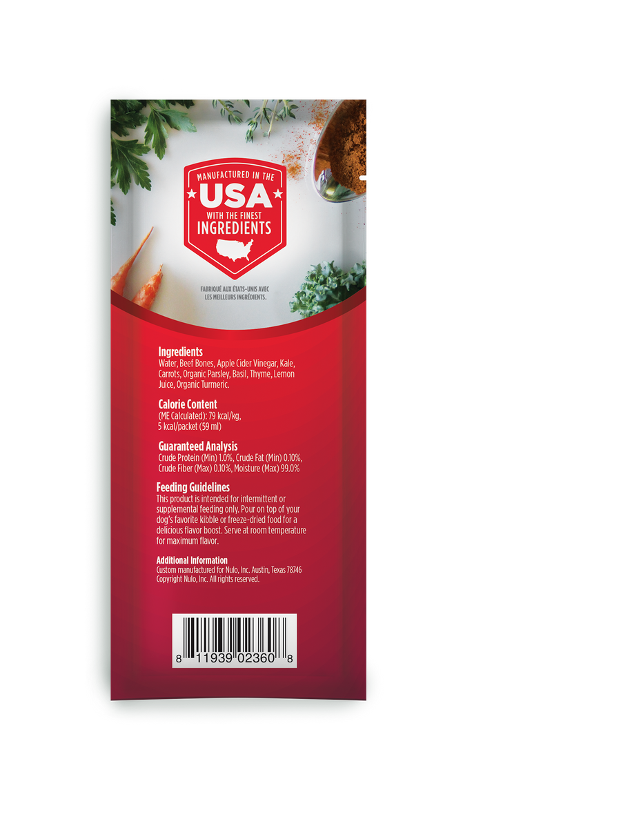 Nulo Freestyle Grass-Fed Beef Bone Broth Dog & Cat Food Topper Pouch
